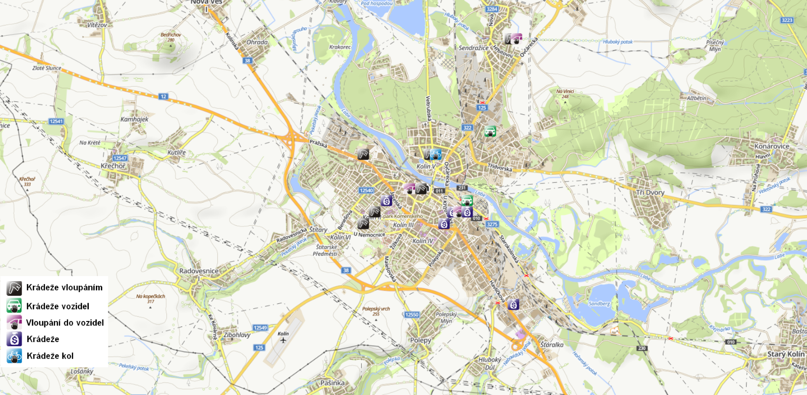 Mapy kriminality - Kolín